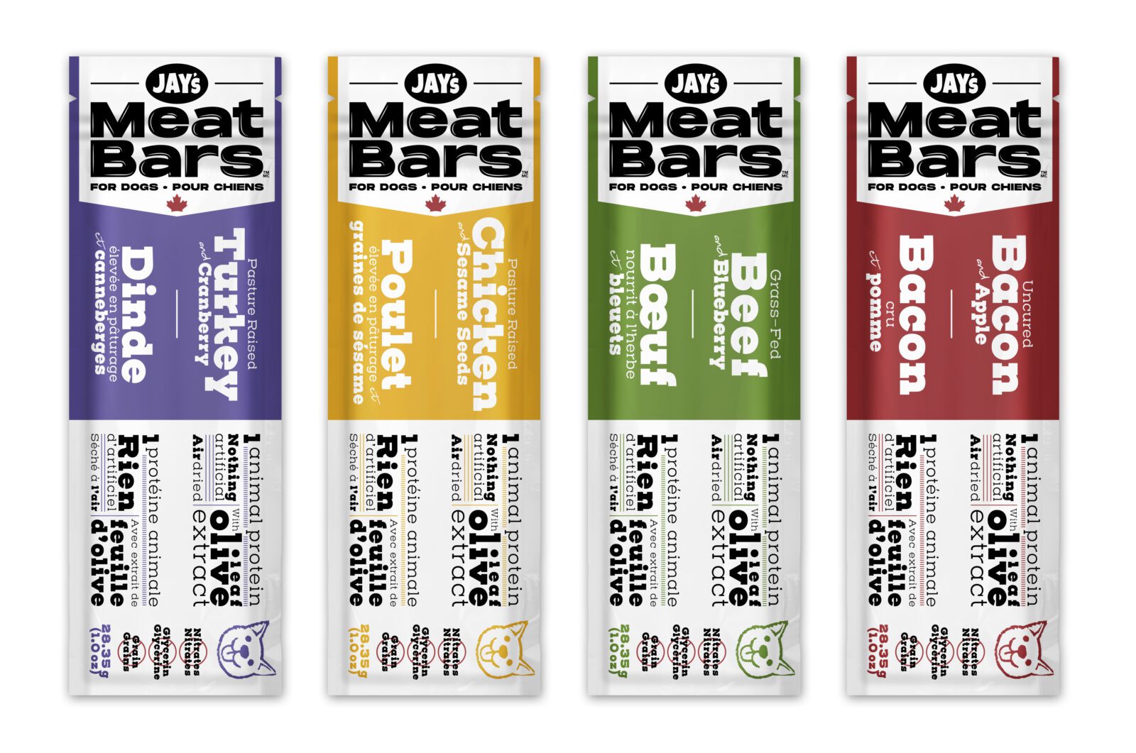 Jay's Tasty Adventures Meat Bars Dog Treats-Bacon or Turkey - Biopaw